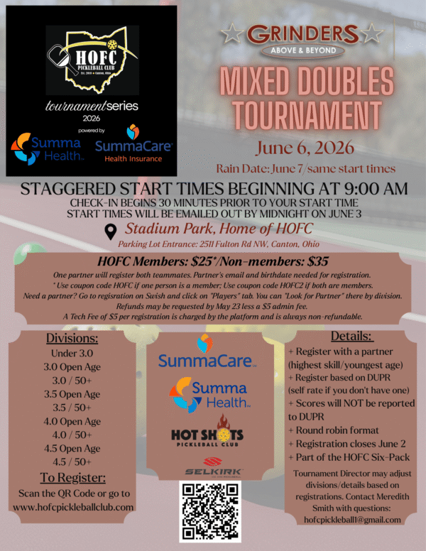 HOFC Pickleball Club: Grinder’s Mixed Doubles Tournament - Swish ...
